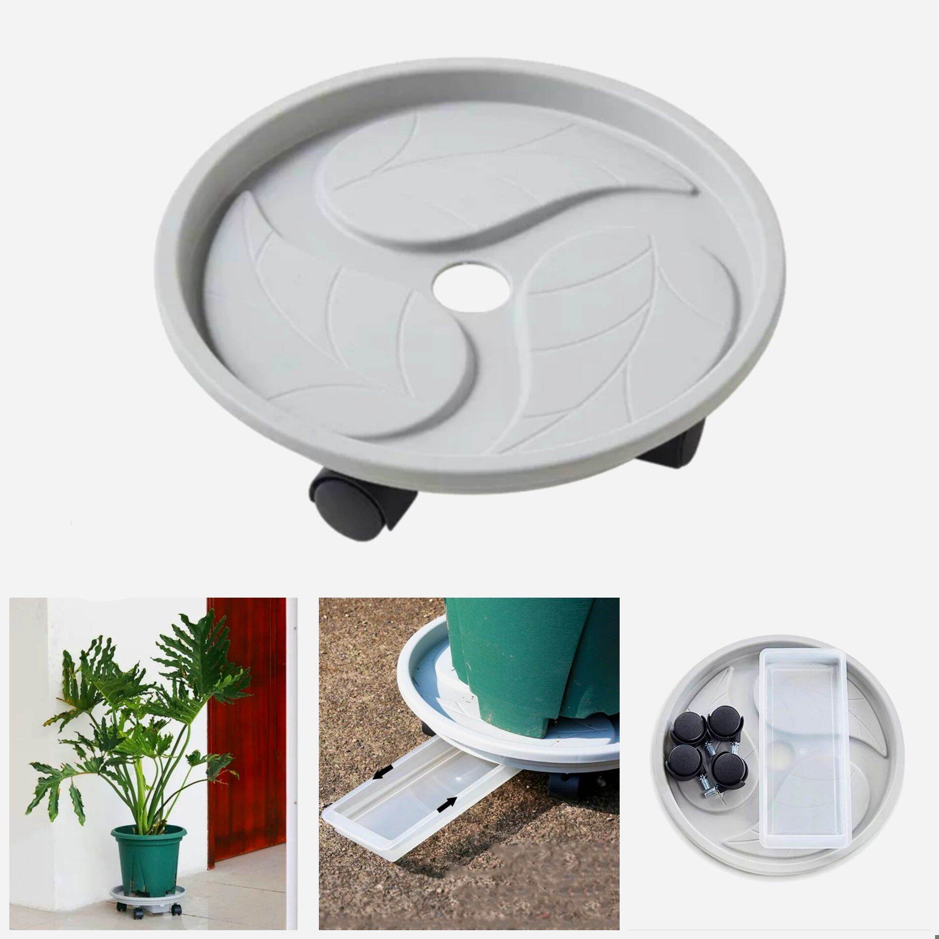 Gardening mobile flower pot tray thickened plastic tray universal wheel ...