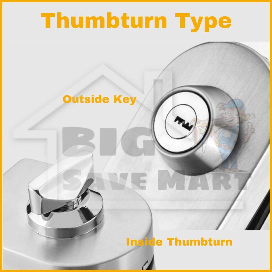 Glass Door Lock/No punching Lockset/thumbturn & key | Lazada