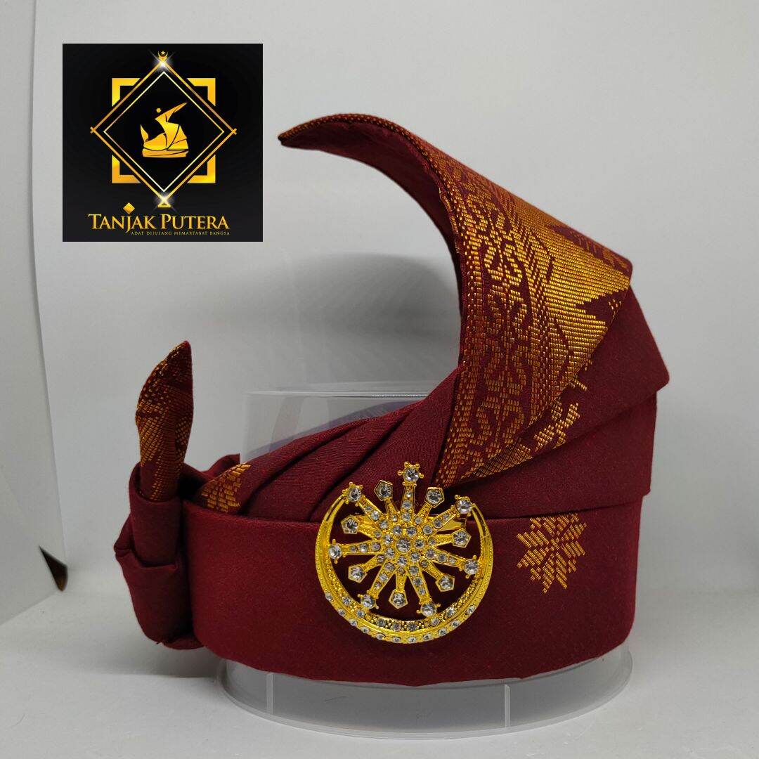 Tanjak Songket Bunga Tabur + Dokoh Maroon Dewasa | Lazada