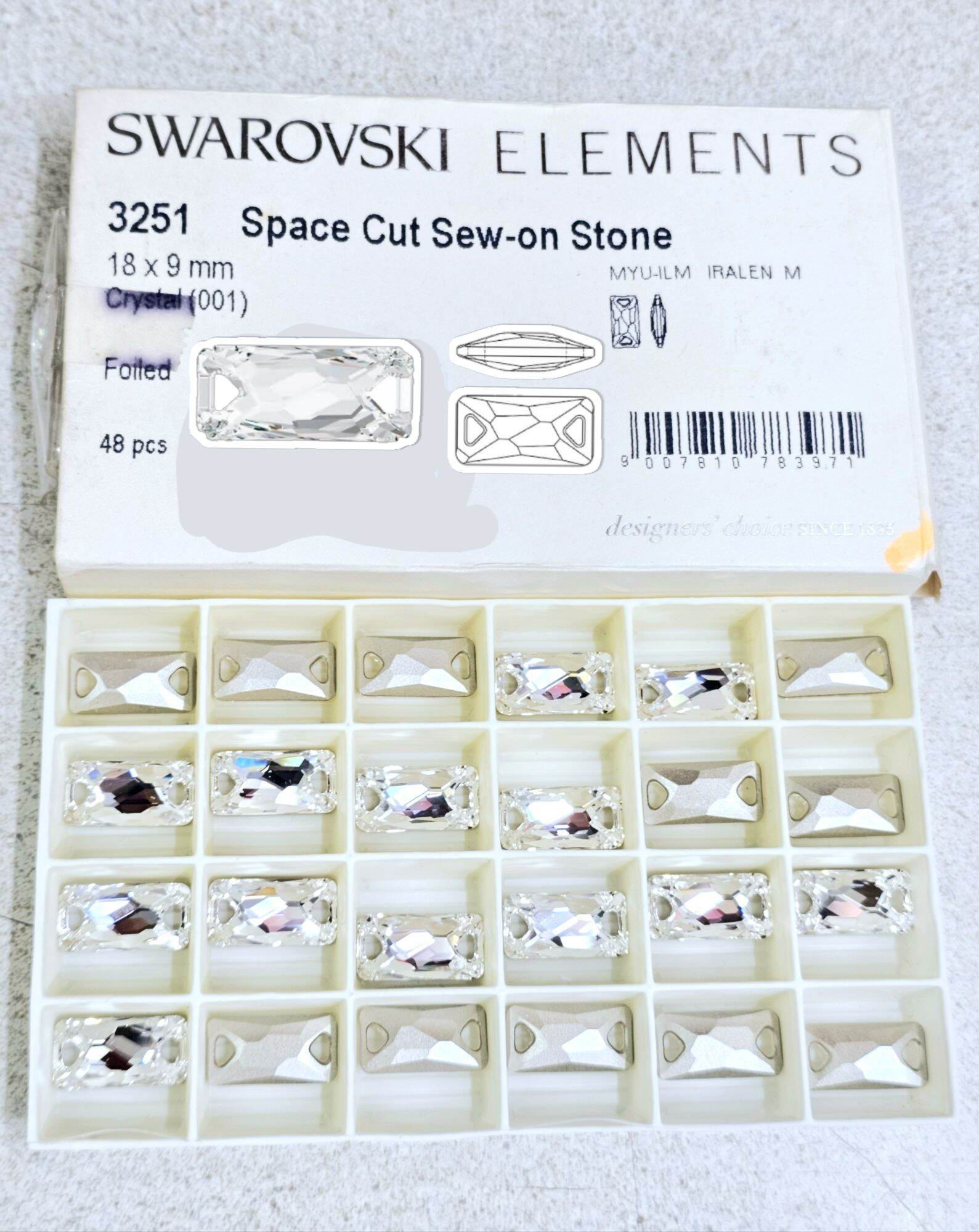 3251 Swarovski Crystal Elements Space Cut Sew On Crystal Stone (1pcs ...