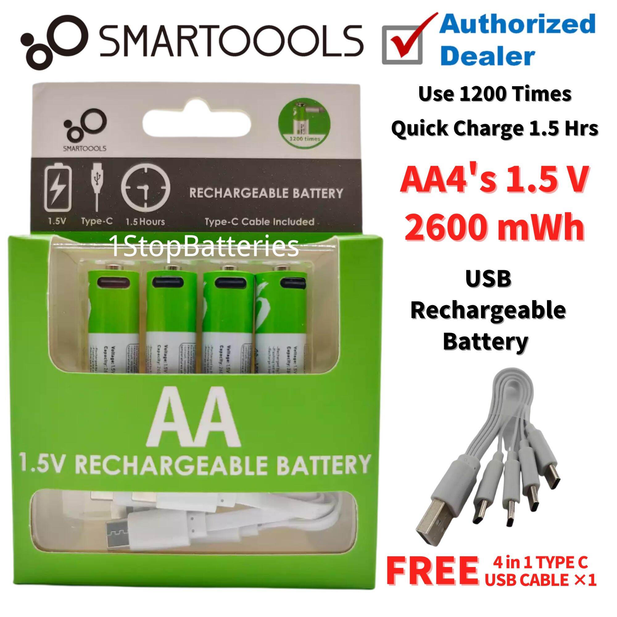 [Original] USB Type-C Fast Charging Rechargeable Battery AA / AAA 1.5V ...