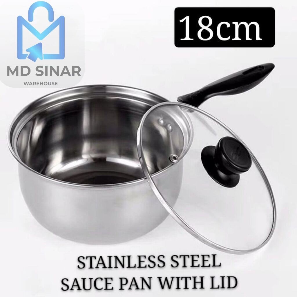 MD SINAR 18CM STAINLESS STEEL SAUCE PAN SAUCE POT PERIUK TANGKAI MILK ...