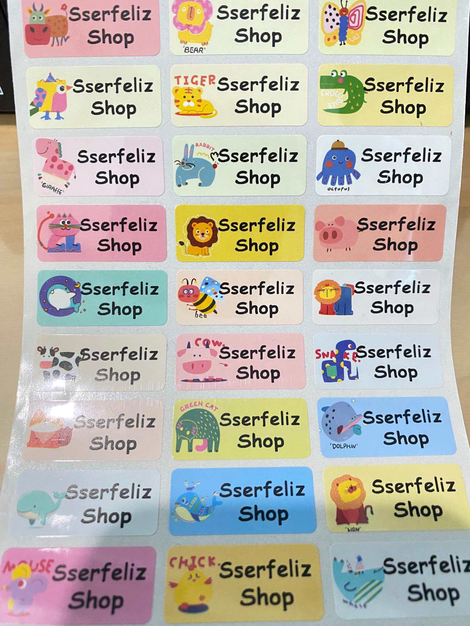 Medium Cartoons Name Stickers Waterproof (48/105pcs) 卡通姓名贴纸中号 Labubu ...