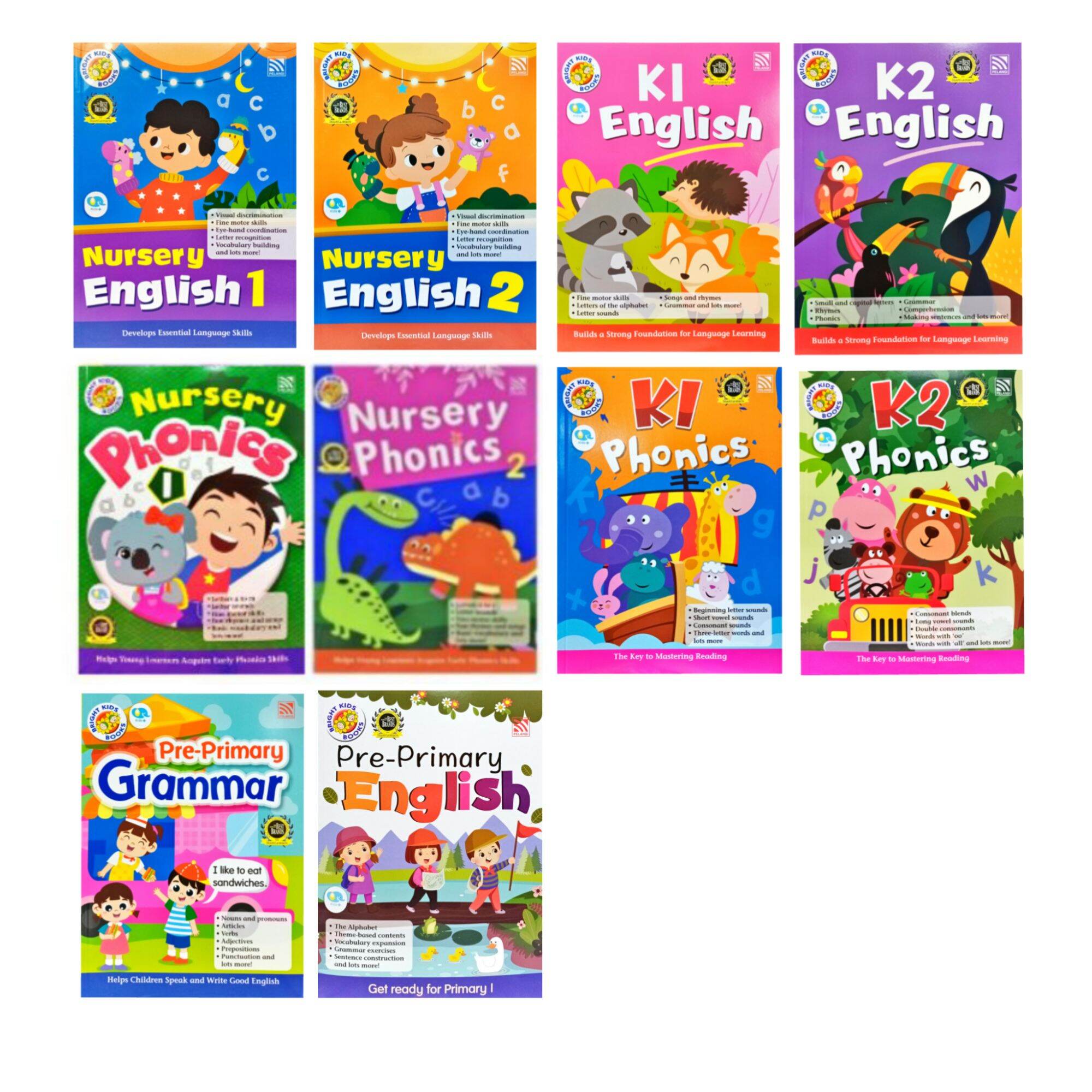 Bright Kids Series - Kindergarten Nursery, K1, K2, Pre-Primary, Grammar, English Workbook ...