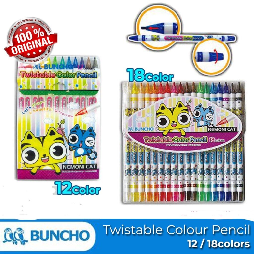 Buncho Twistable Color Pencil Nemoni Cat 12c or 18c | Lazada