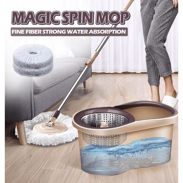 (Ready Stock) Excellent Quality Spin Mop Microfiber Mop Clean Water Mop ...