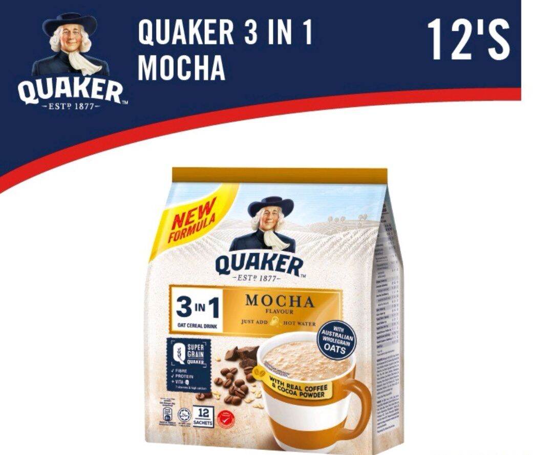 Quaker Oat Cereal Drink 3in1 Mocha 12's x 28g | Lazada
