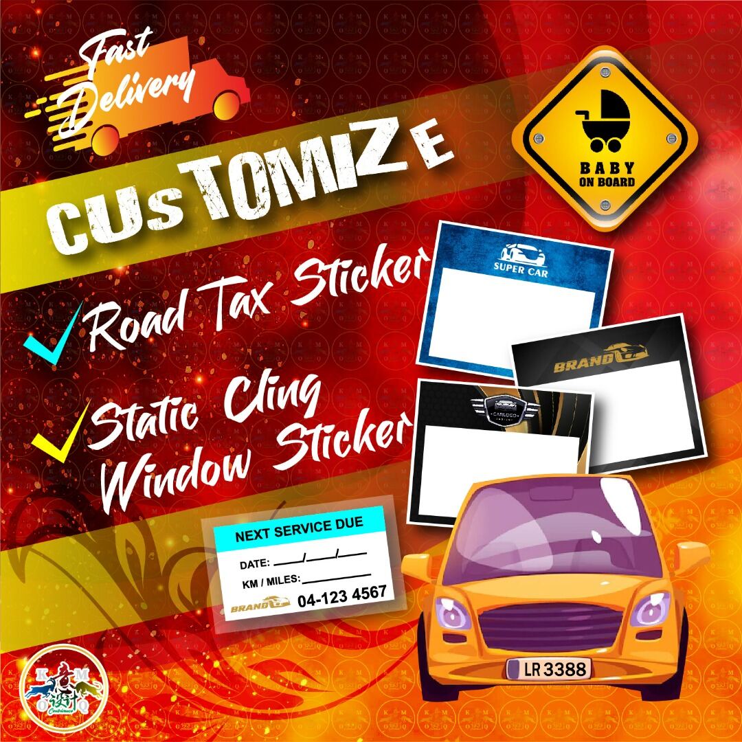 Roadtax Car Sticker / Static Cling Window Sticker (Custom Design) | Lazada