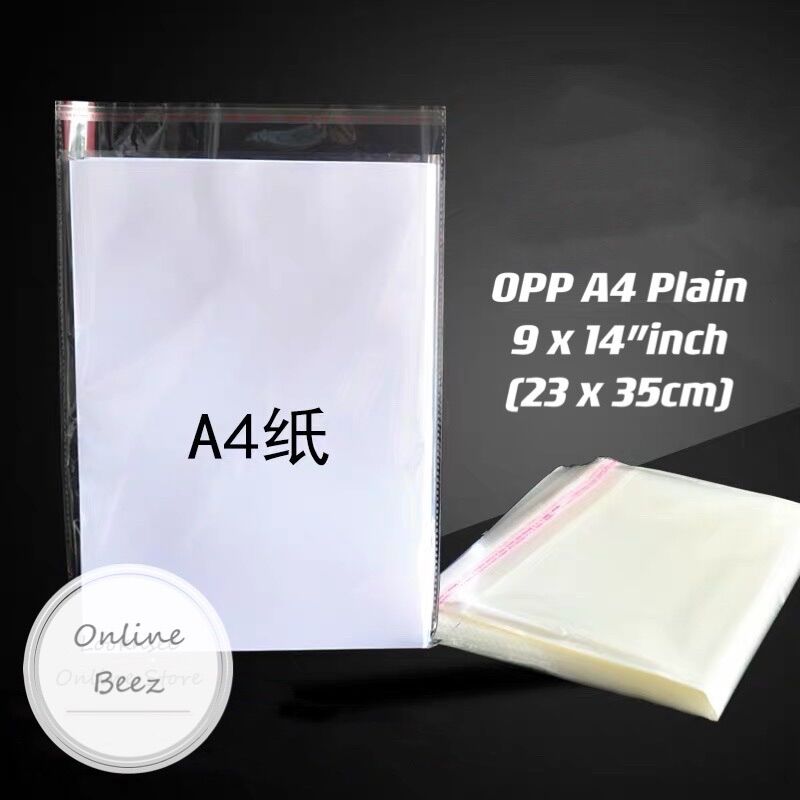 *Ready Stock* OPP Self Adhesive Plain Plastic Bag A4/A5 +-100Pcs | Lazada
