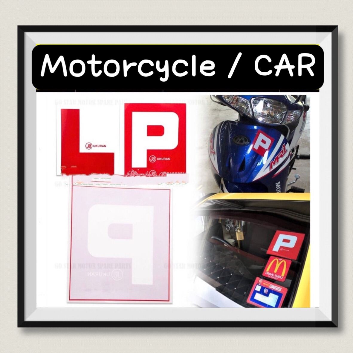 CAR KERETA Motosikal Motorcycle Motor Motorbike L Lesen Sticker P Lesen ...