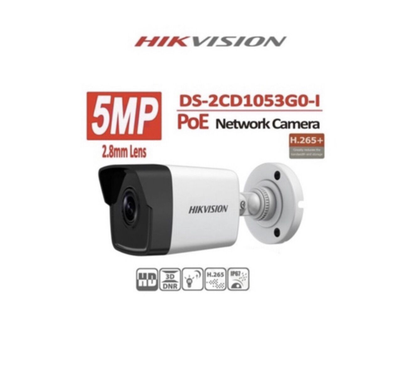 HIKVISION 5MP IR NETWORK BULLET CAMERA POE (DS-2CD1053GO-I)(2.8MM) | Lazada