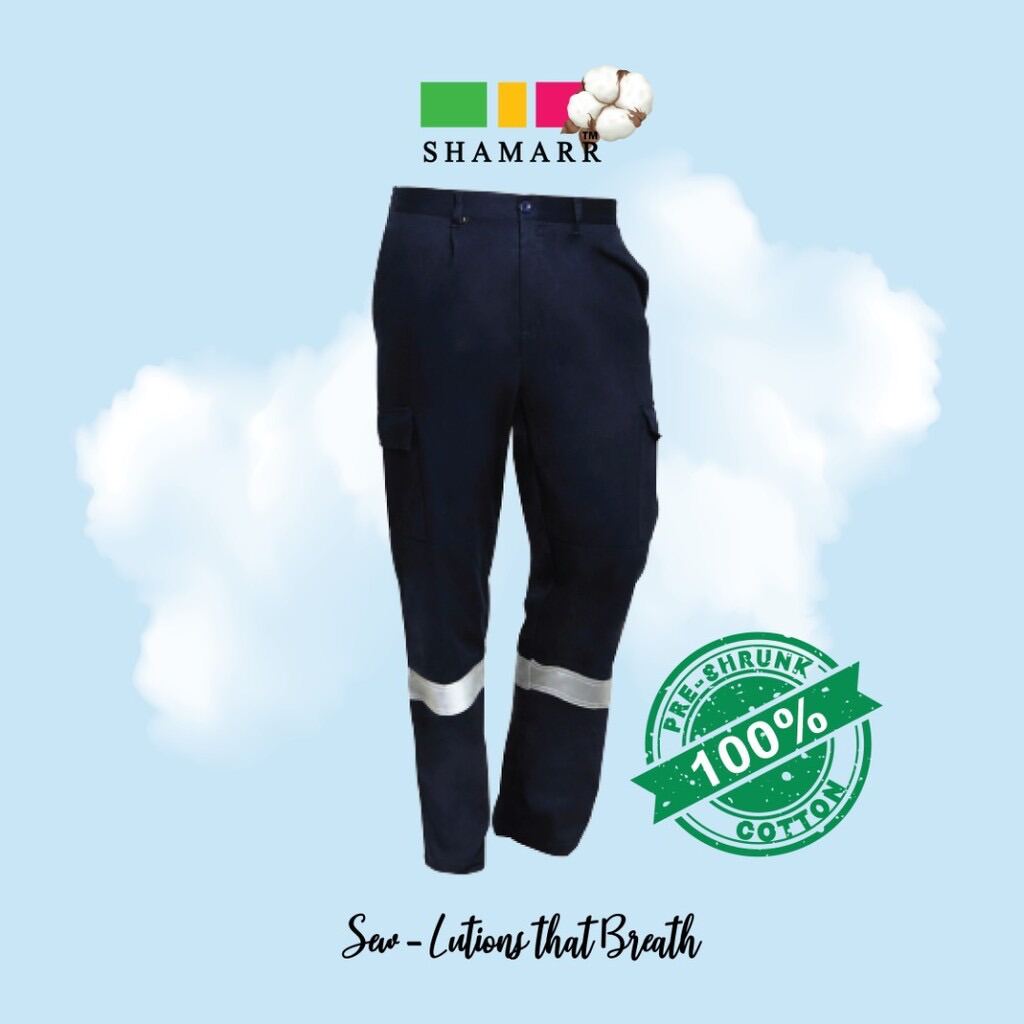 SHAMARR 100% PRESHRUNK COTTON HEAVY DUTY MULTIPOCKET WITH REFLECTIVE ...