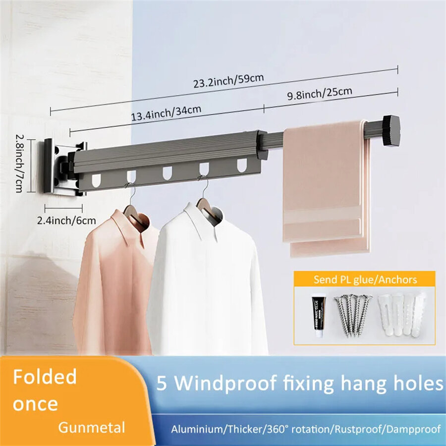 Extendable Clothes Hanger Indoor Retractable Cloth Drying Rack Space ...