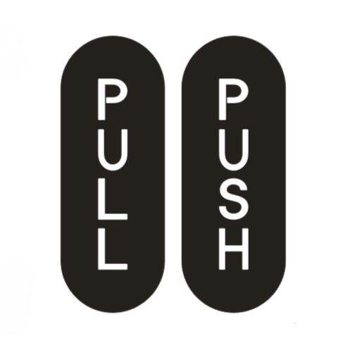 Label Pull Push Sign Waterproof / Minimalist Door Wall Signage Sticker / Stiker Tolak Tarik ...
