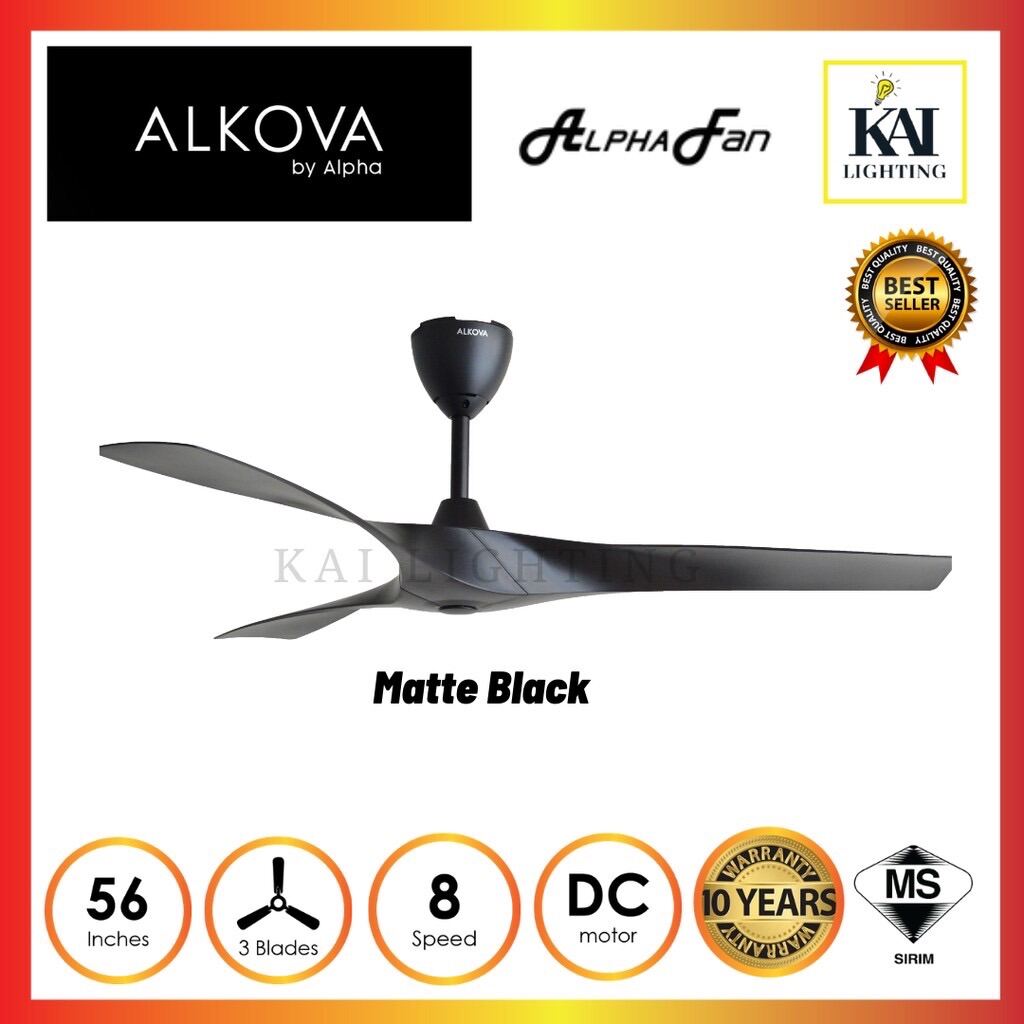 ALPHA Alkova - AXIS 56 Inch DC Motor Ceiling Fan with 3 Blades Designer ...