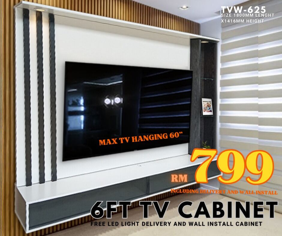 {Mr 99 Furniture}[FREE INSTALLATION]Modern Wall TV Hanging Cabinet With ...