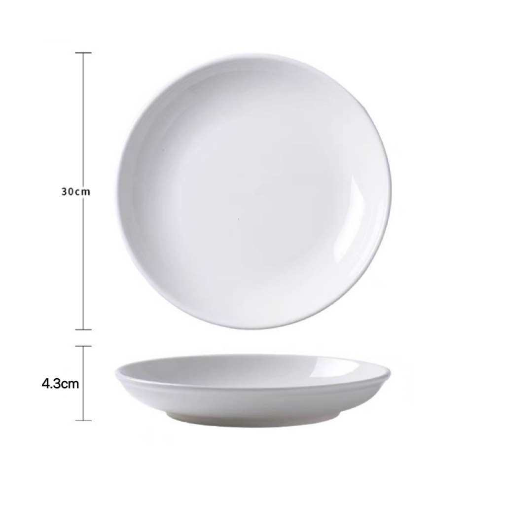 6 Size / Microwaveable White Ceramic Porcelain Rice Plate Deep Plate ...