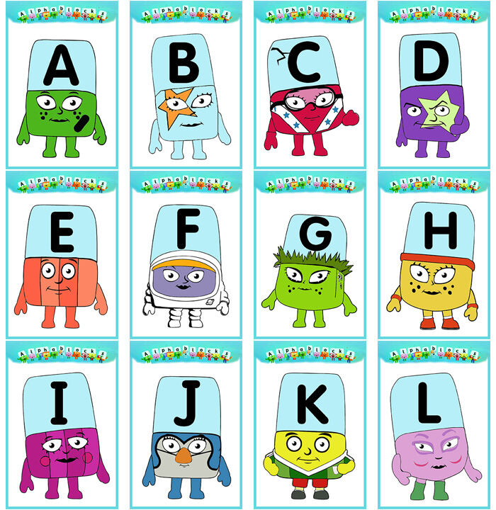Alphabet Building Blocks Alphablocks Animated Game Teaching Aids Poster ...