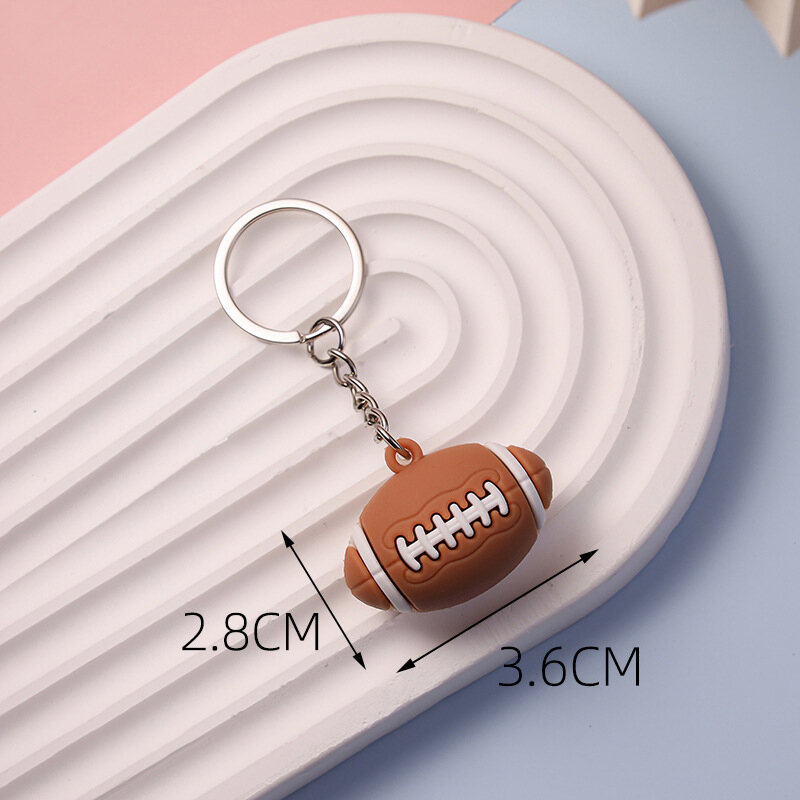 Simulation Football Basketball Volleyball Tennis Rugby Keychain PVC ...