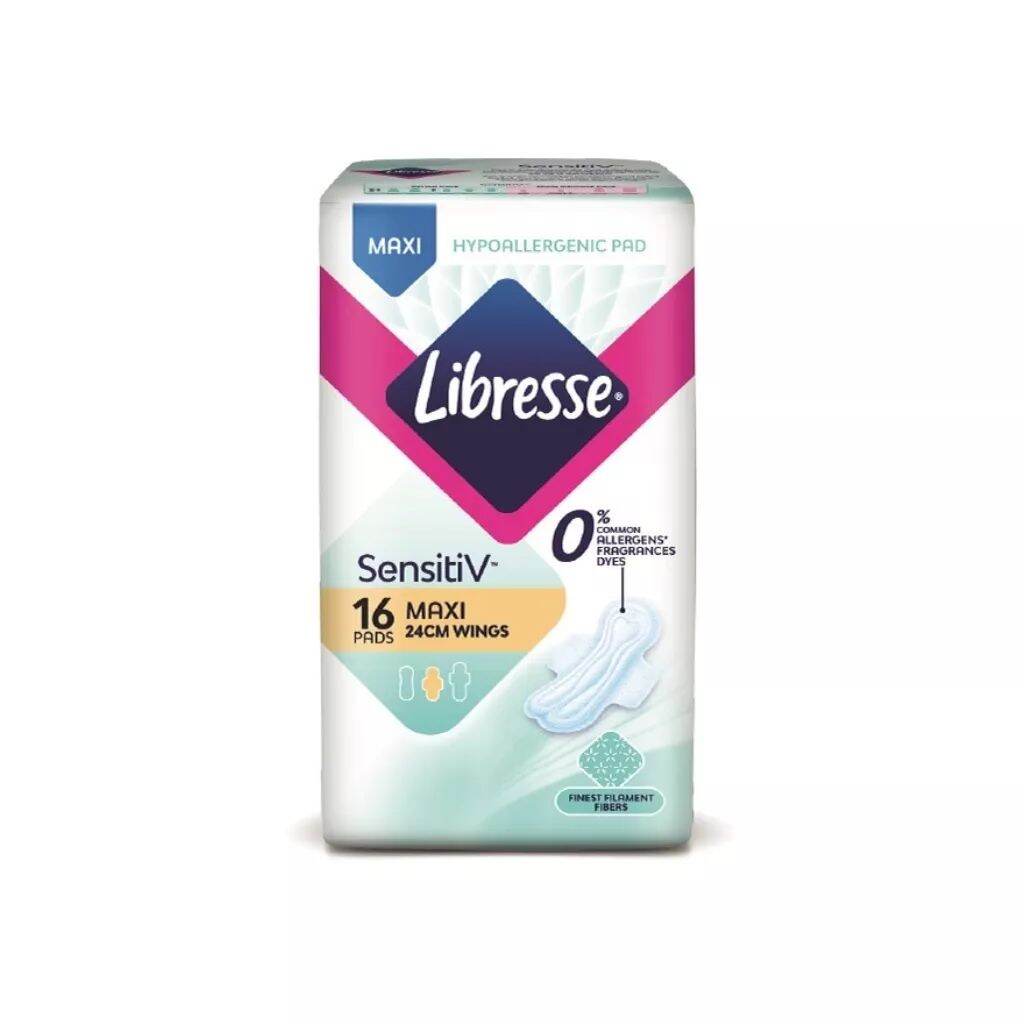 Libresse SensitiV Slim | Maxi Wing 24cm (16s) / Non Wing 24cm (20s ...