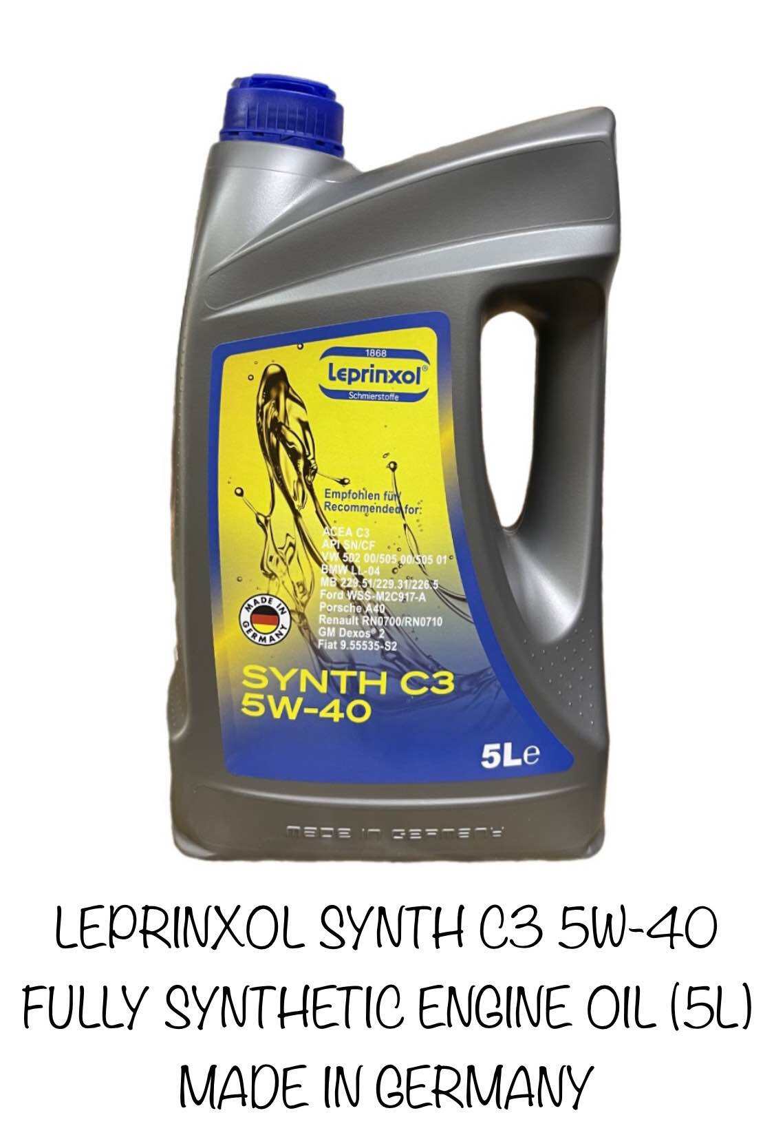 LEPRINXOL SYNTH C3 5W-40 FULLY SYNTHETIC ENGINE OIL (5L) (MADE IN ...