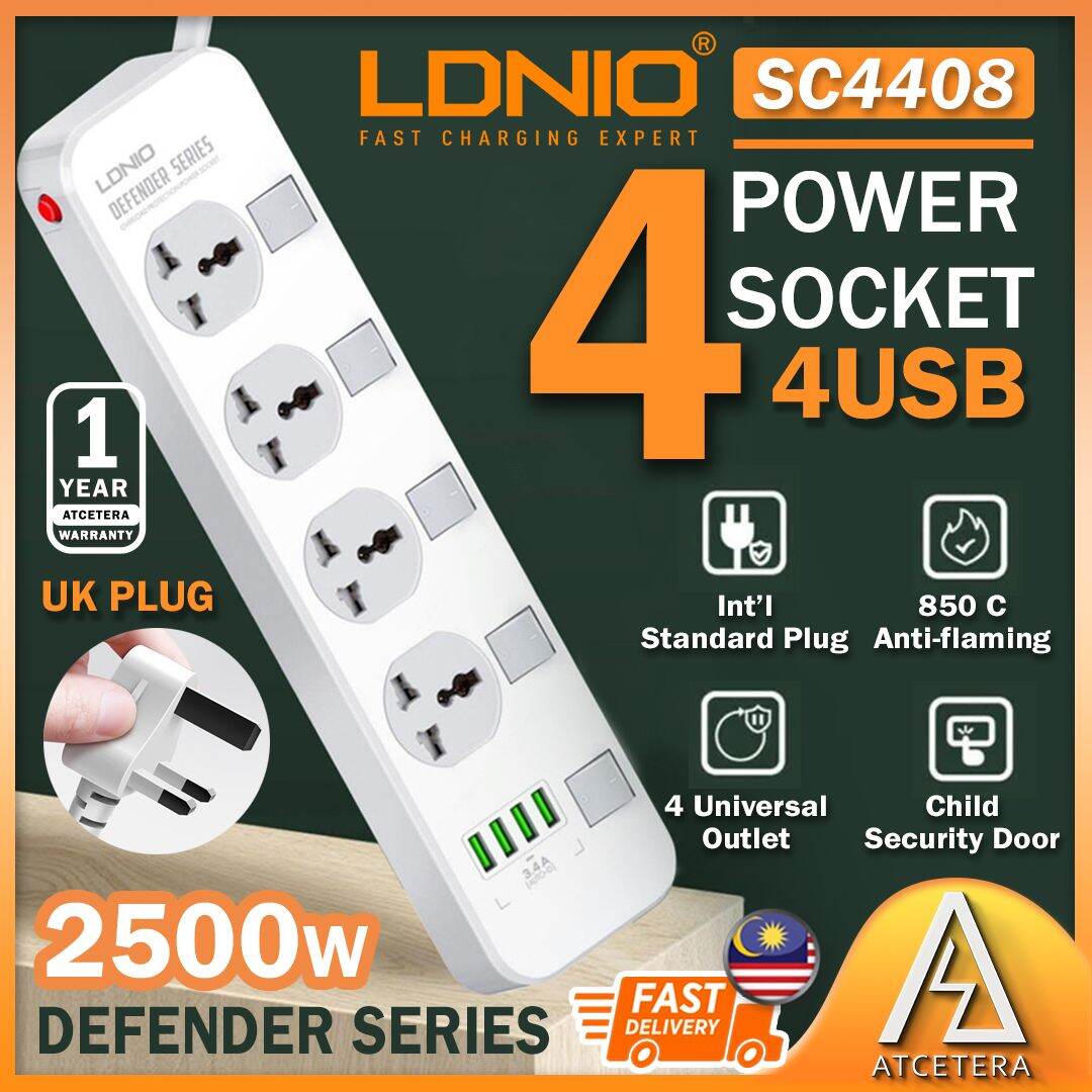 [#MCO-WFH-READYSTOCK!] LDNIO SC4408 Electrical Socket Smart 2-Meter Extension Multifunction ...
