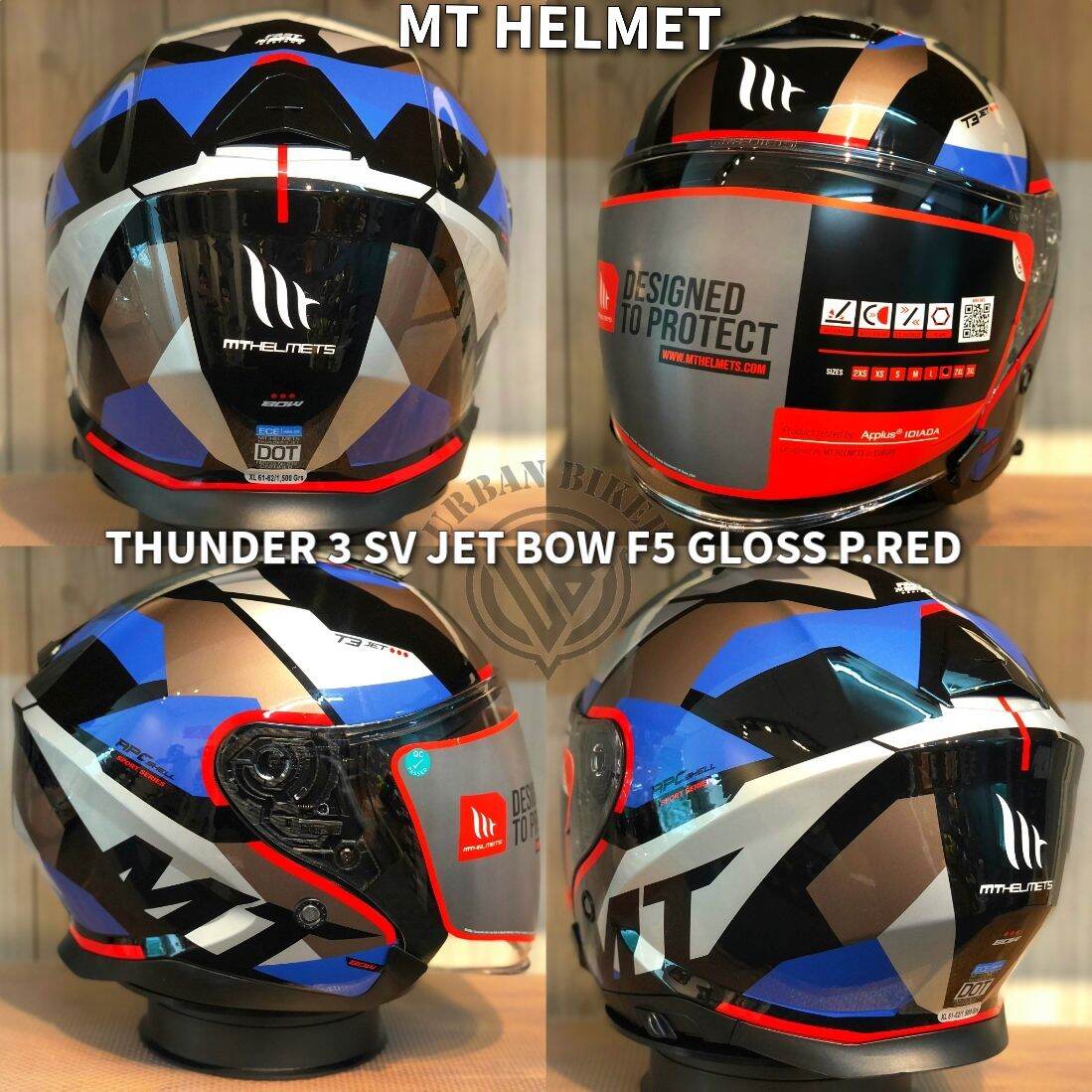 HELMET MT THUNDER 3 SV JET F5 GLOSS RED OPEN FACE | Lazada