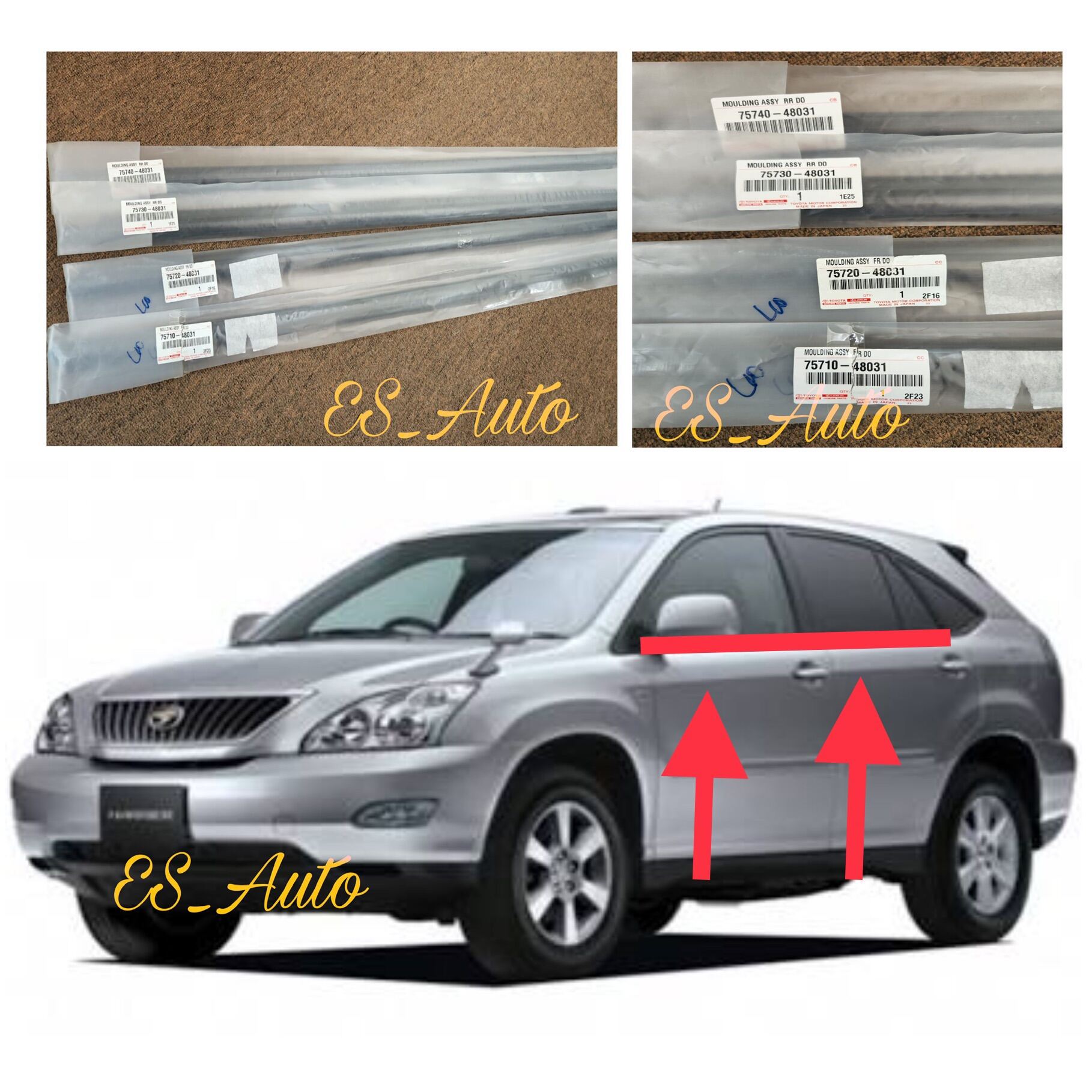 *ORIGINAL TOYOTA MCU30, ACU30 HARRIER 2004 DOOR GLASS OUTER MOULDING ...