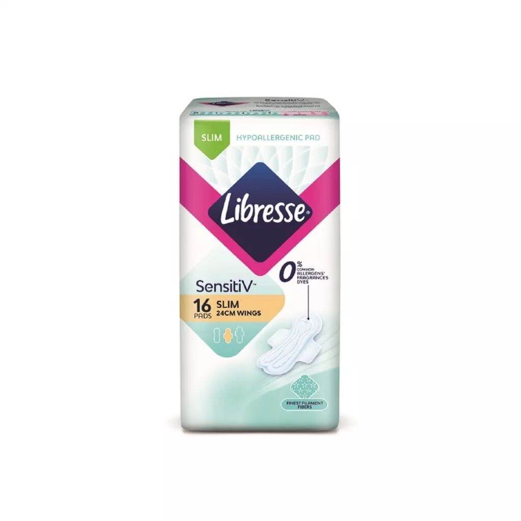 Libresse SensitiV Slim | Maxi Wing 24cm (16s) / Non Wing 24cm (20s ...