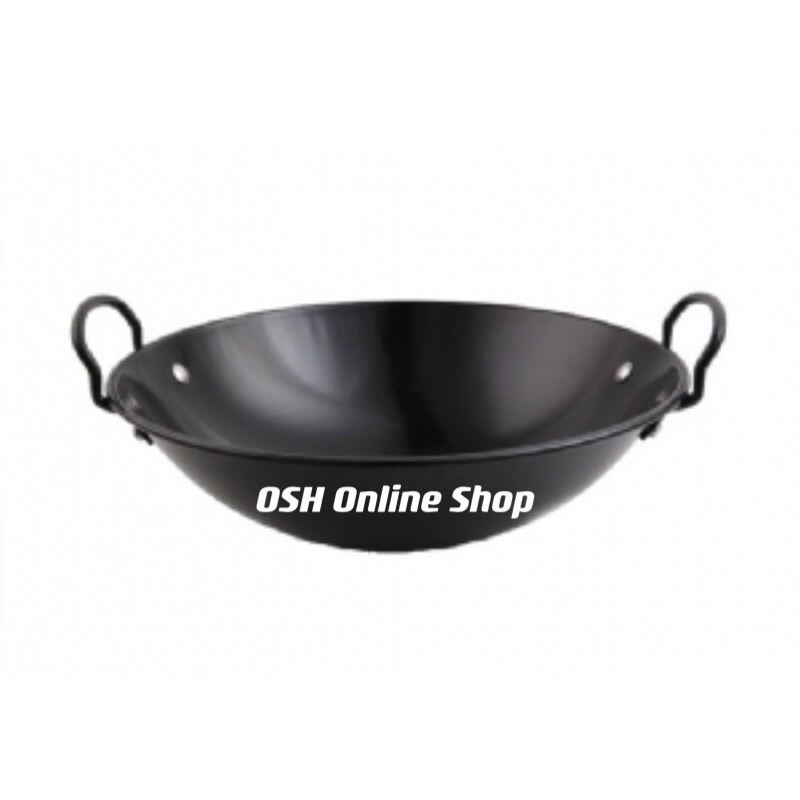 Iron Wok / Chinese Wok / Double Handle Enamel Wok / Stir-Fry Wok ...
