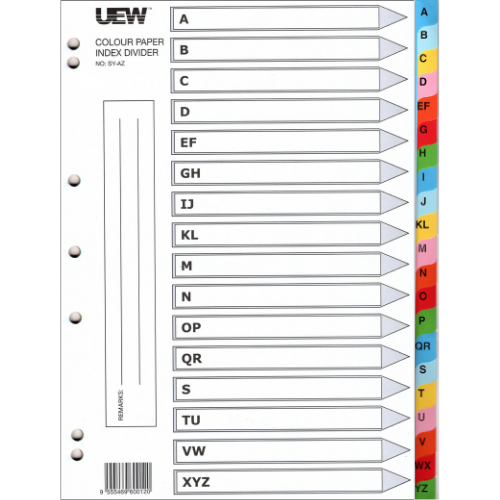 UEW Index Divider A4 A-Z (Paper) Colour SY-AZ, Z-0155 | Lazada