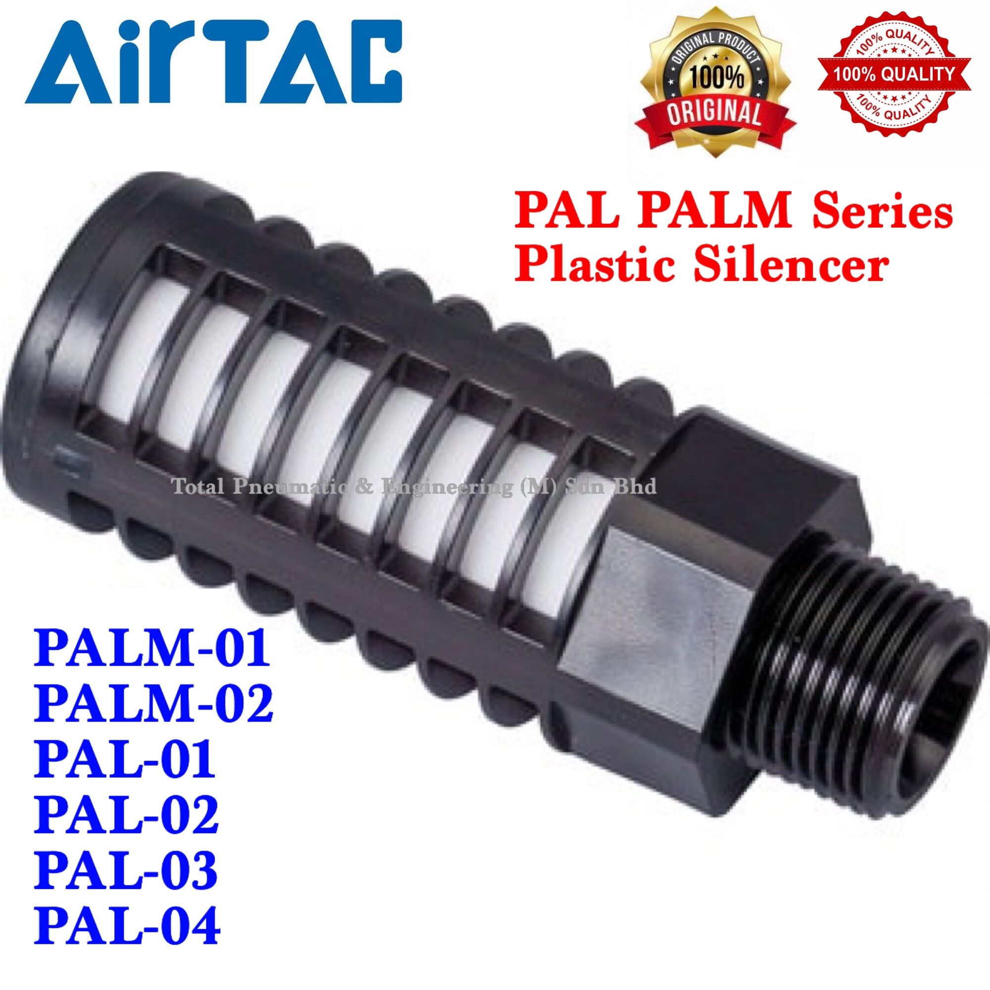 AirTAC PAL PALM Series Pneumatic Plastic Silencer 1/8” 1/4” 3/8” 1/2 ...