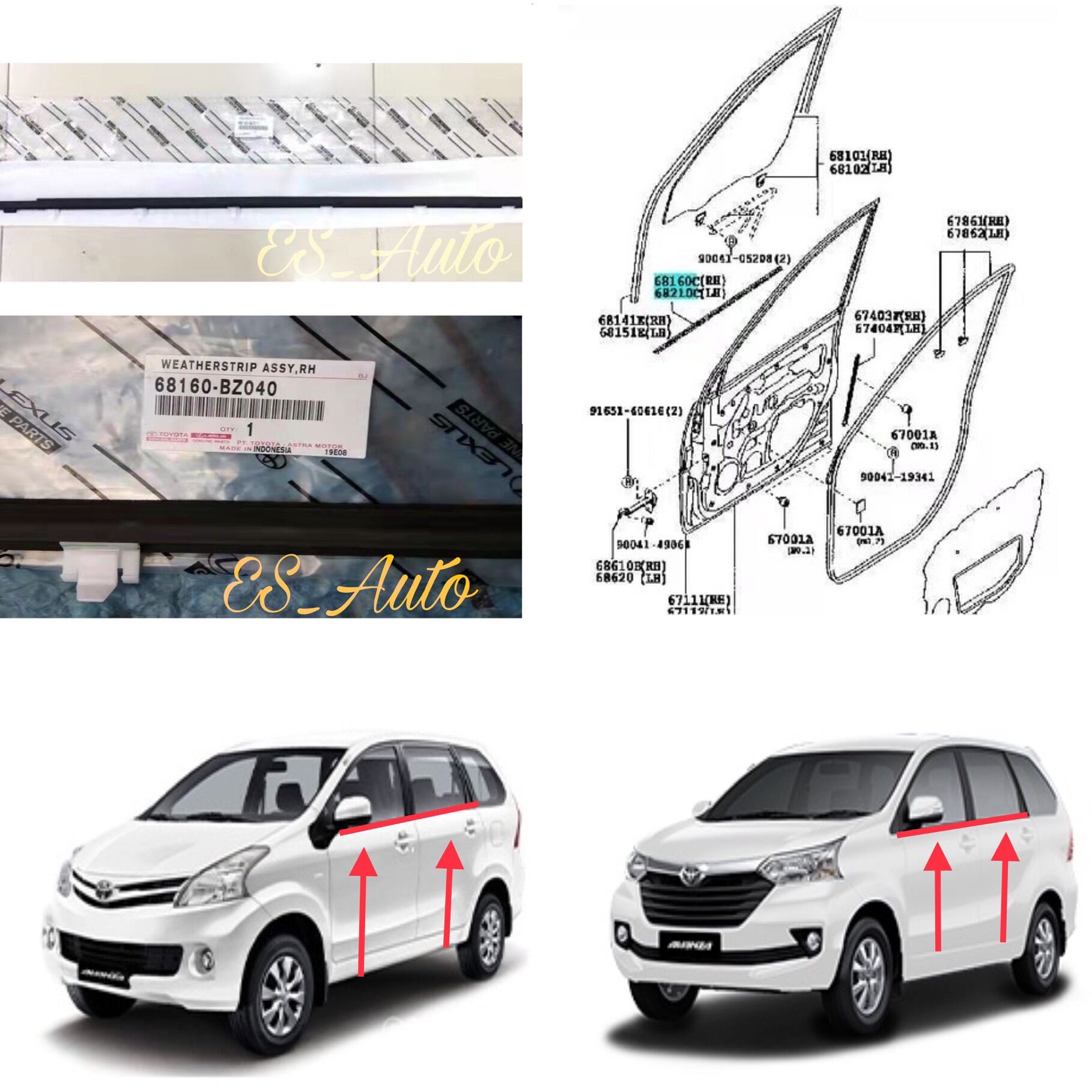 *ORIGINAL TOYOTA F651 AVANZA 2012-2019 WEATHERSTRIP WINDOW SEAL ...