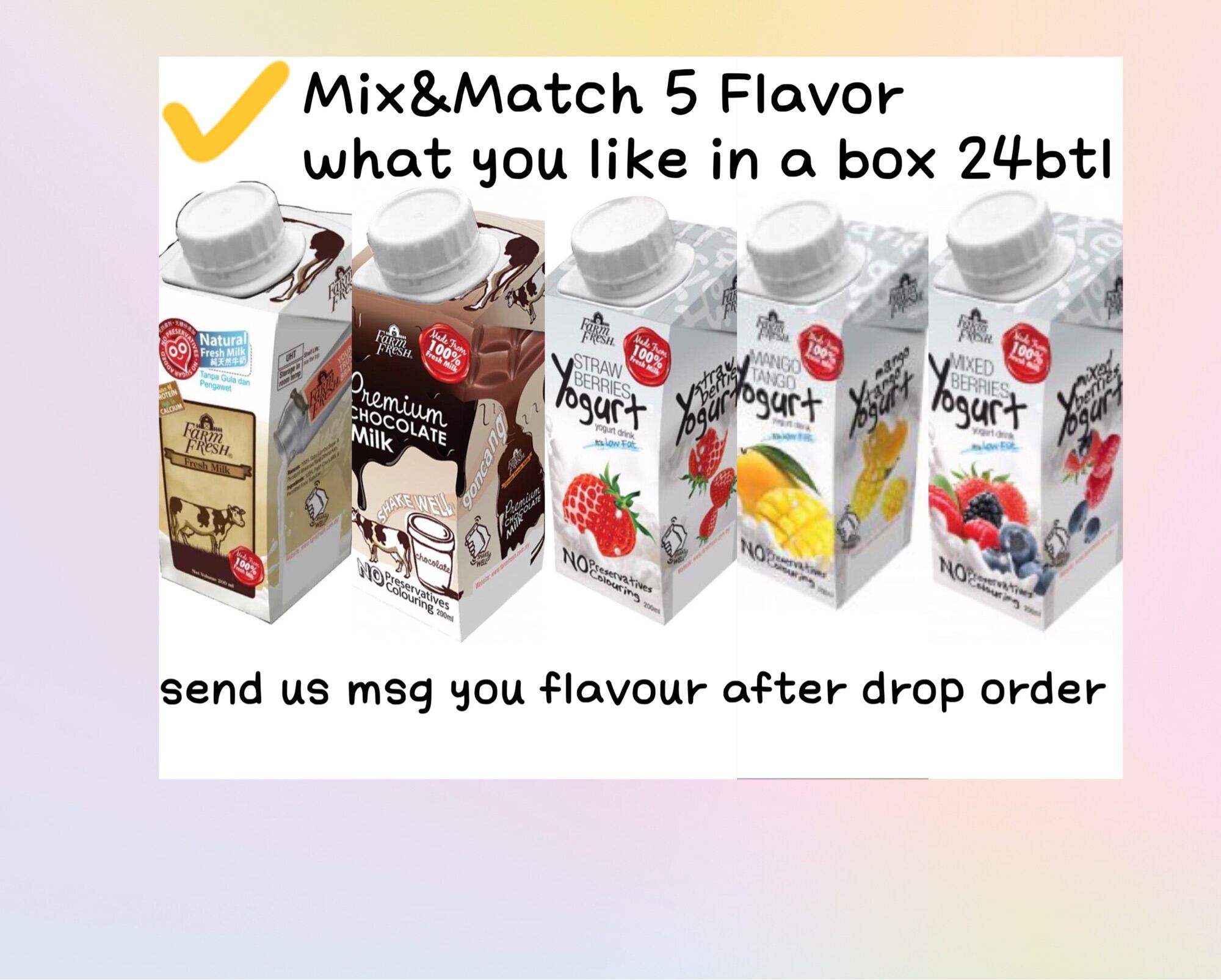 Combo 1 Farm Fresh UHT 5 flav original / chocolate / Yogurt Strawberry ...