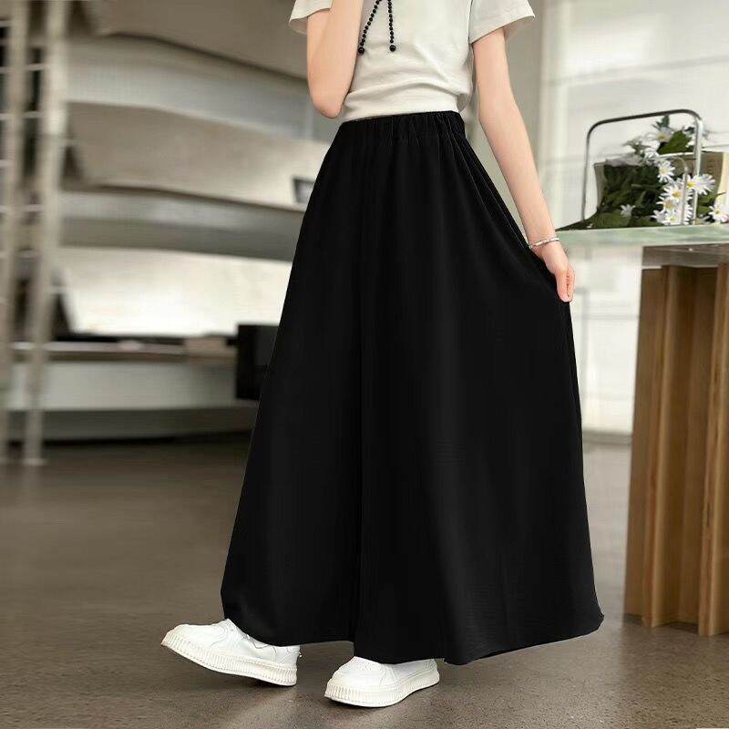 Girls Wide Leg Pants Summer New Thin Ice Silk Drape Casual Long Skirt ...