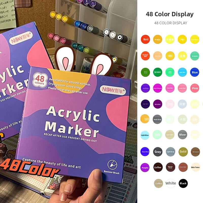 Soft Tip Acrylic Marker Pens Waterproof Non-fading 24 Colors Graffiti ...