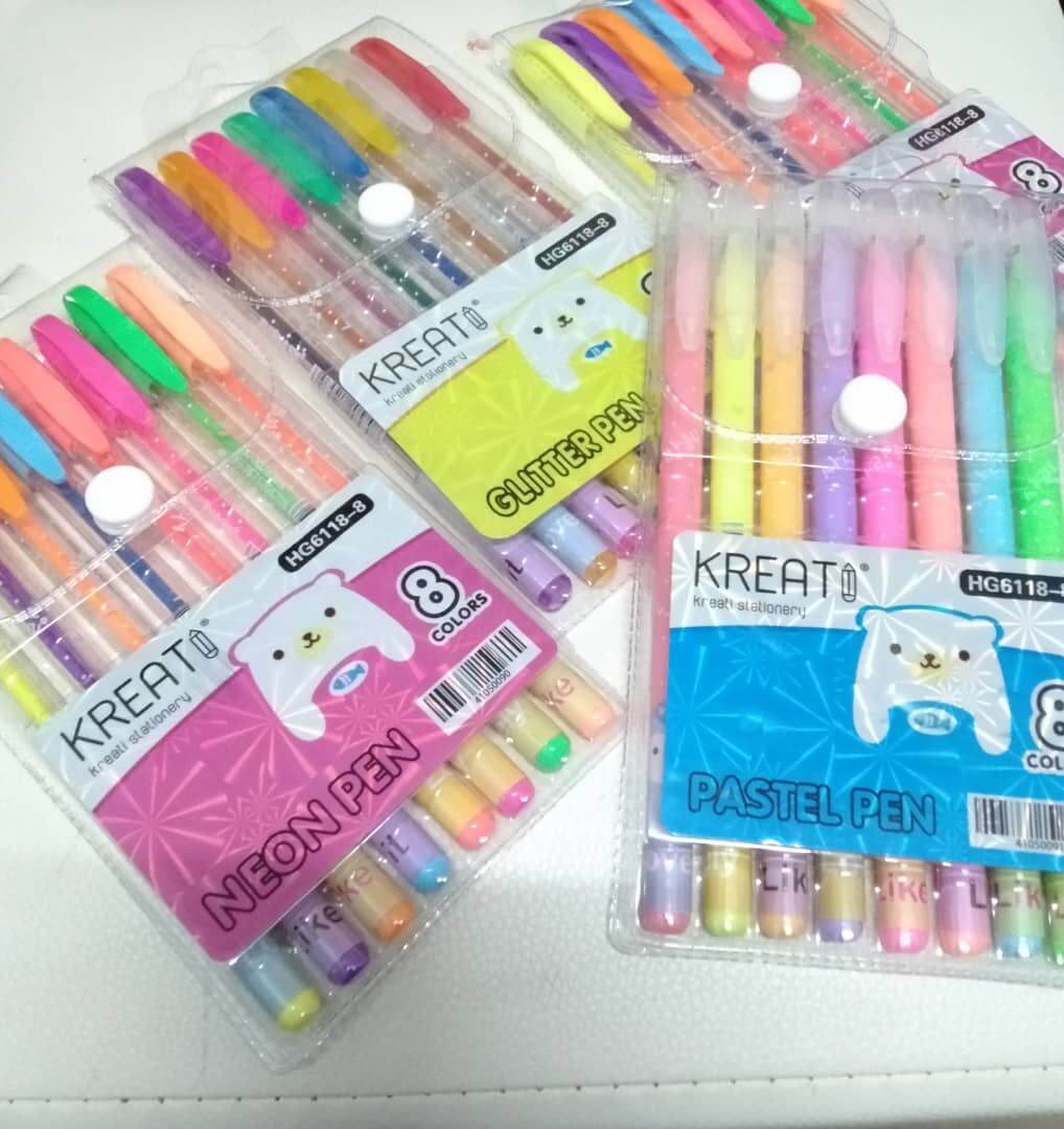 🔥(8) Pen Warna Warni/Neon/Glitter Pen Colour Kreati Stationery🔥 | Lazada