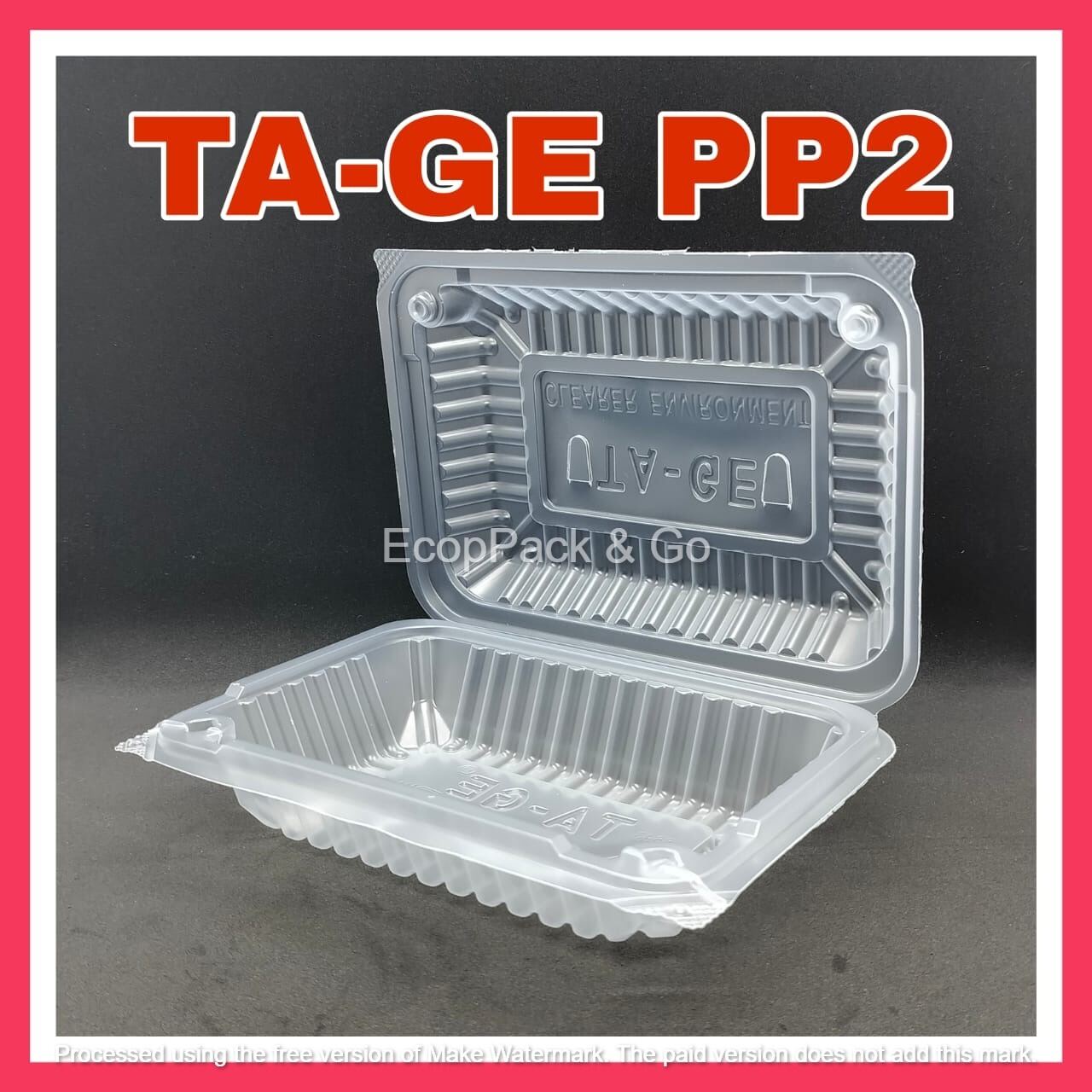 TAGE 2 - Medium PP Lunch Box [ 100pcs± ] Disposable Plastic Food Box ...