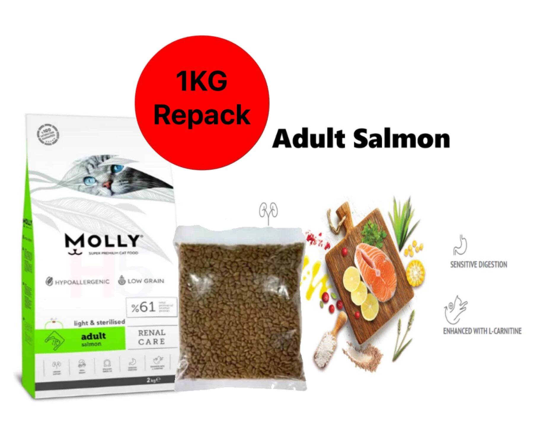 Molly 1KG Repack Super Premium (Kitten & Mother/Hairball Control/Shiny ...