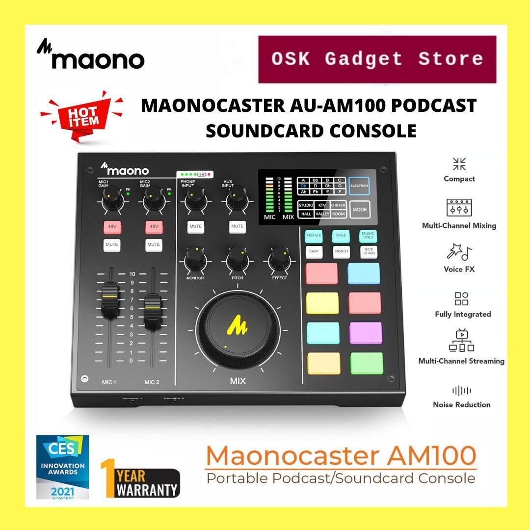 Maono Maonocaster AU-AM100 All In One Portable Podcast Soundcard ...