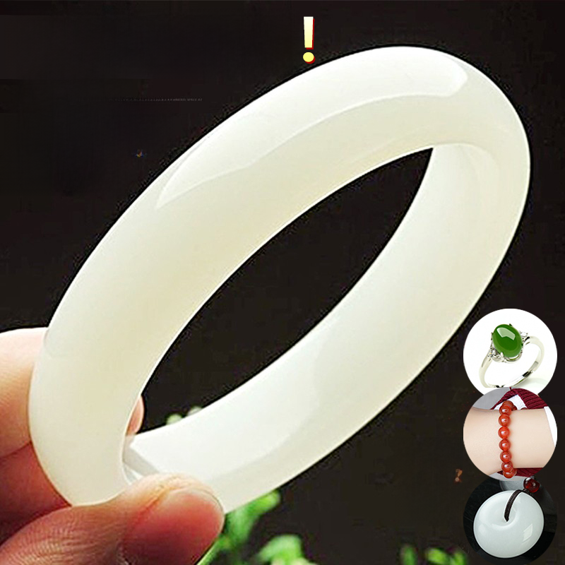 Natural a Grade Yellow Jadeite Bracelet for Women Handmade Xinjiang Hetian White Jade Bracelet ...