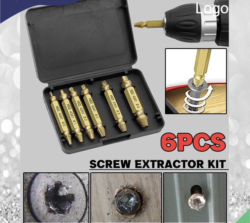 6Pcs Damaged Screw Extractor Drill Bit Set Broken Head Screw Bolt ...