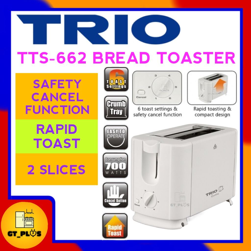 TRIO TTS-662 BREAD TOASTER POP UP TOASTER 2 SLICES TTS662 MESIN ROTI ...