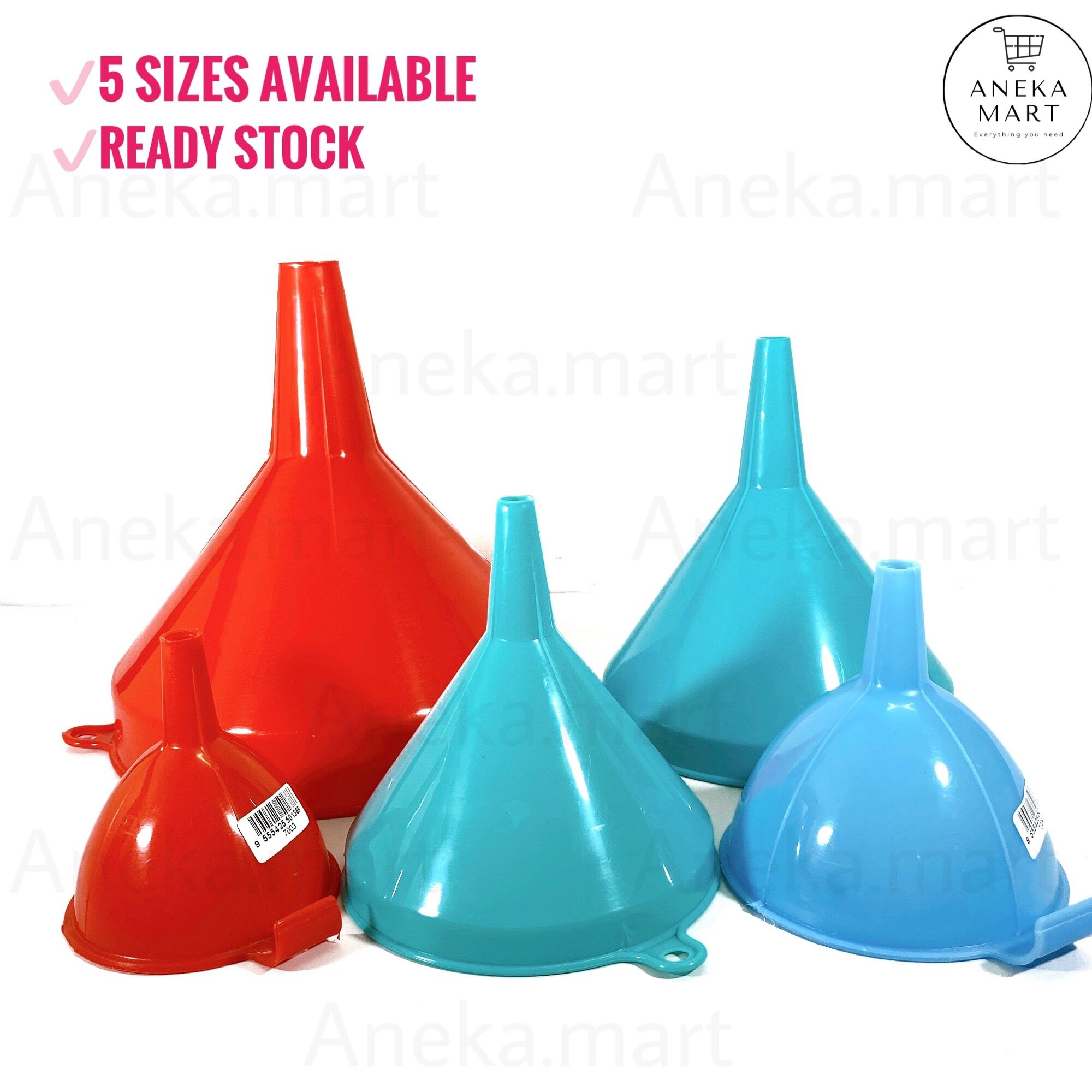 6 sizes Plastic Funnel/Corong untuk air, minyak (3"-10") [For liquid ...