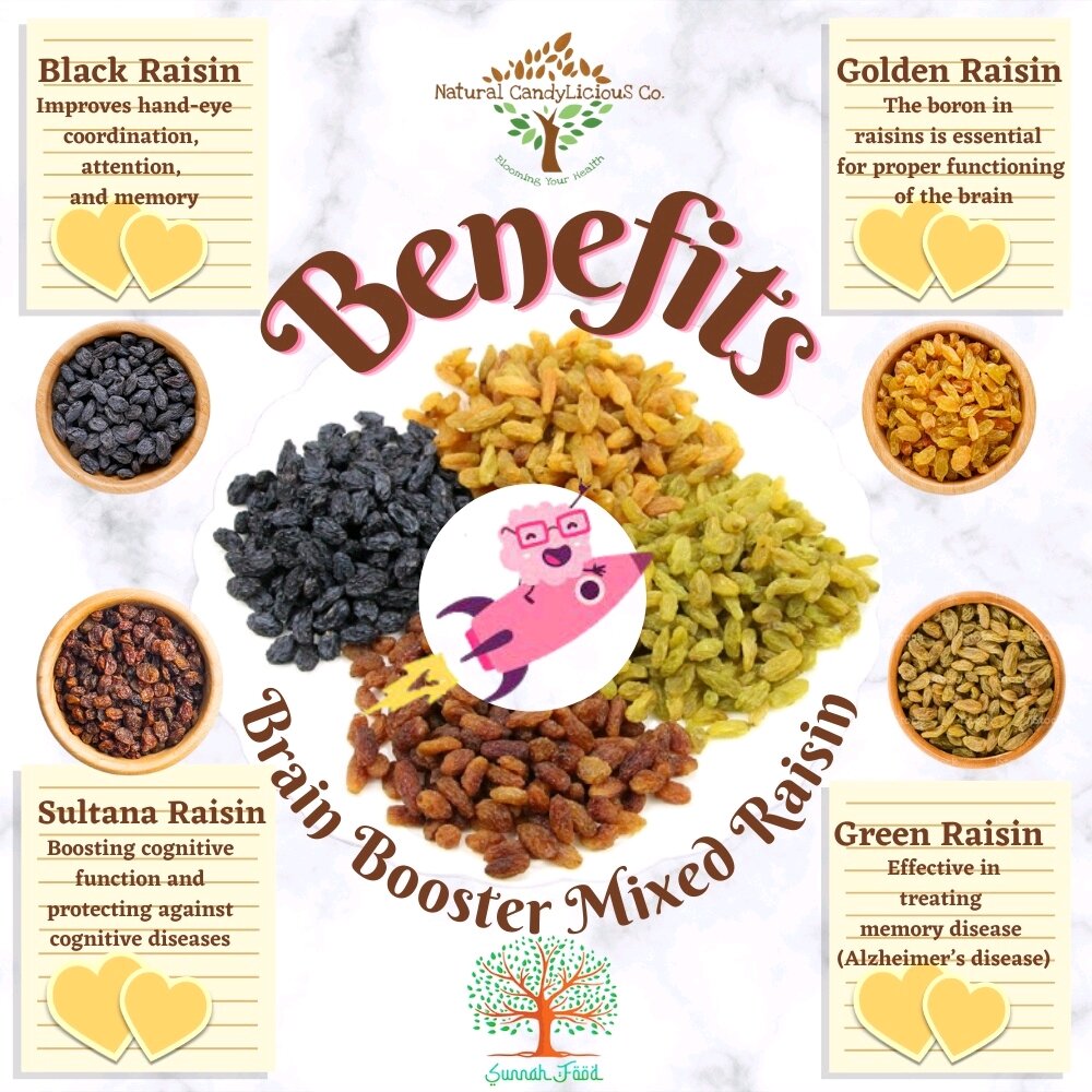 Brain Booster Mixed Raisin – Combination 4 Types of Raisin – Black ...