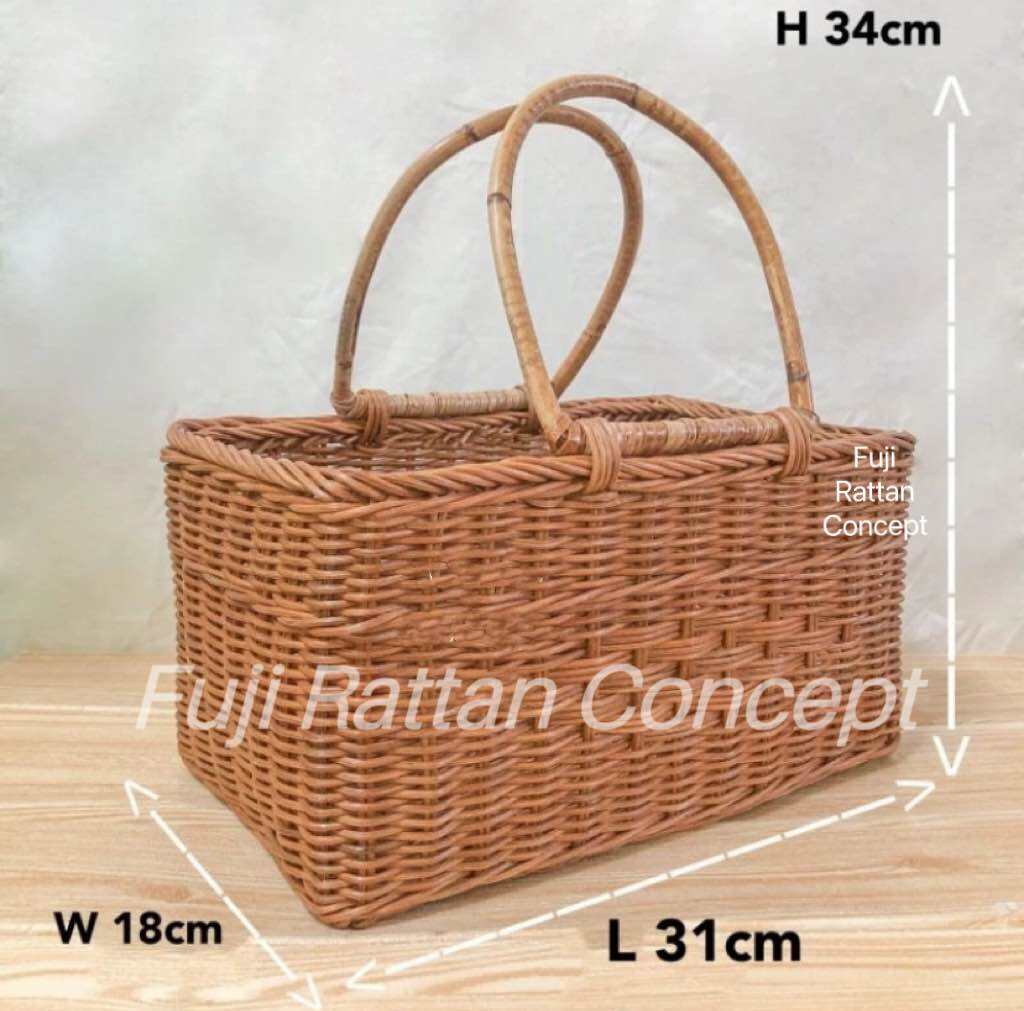 Rattan Picnic Basket | Handmade Rattan Basket With Handle | Bakul ...