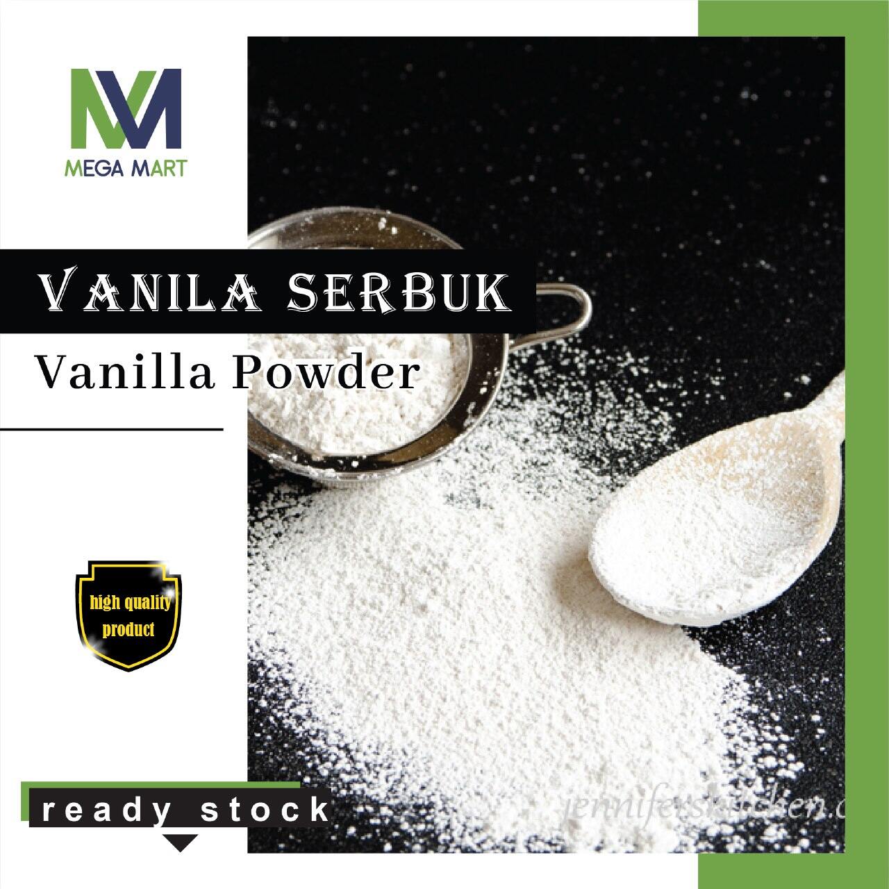 100% SERBUK VANILA ASLI PREMIUM / PURE VANILLA POWDER / 100g 250g 500g ...