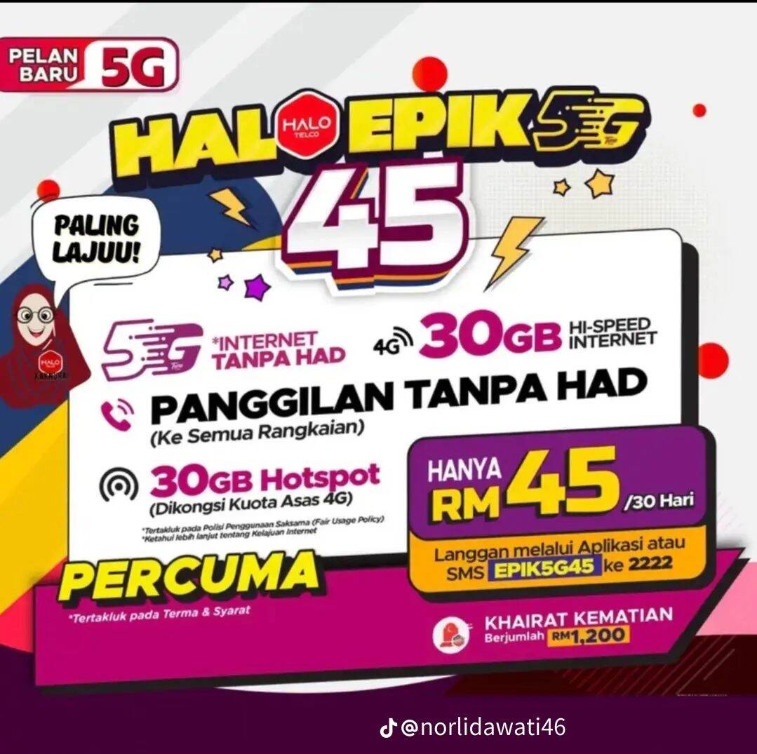 Halo Telco Sim Card Prepaid 4G 5G Unlimited Celcom Digi Super Jimat ...
