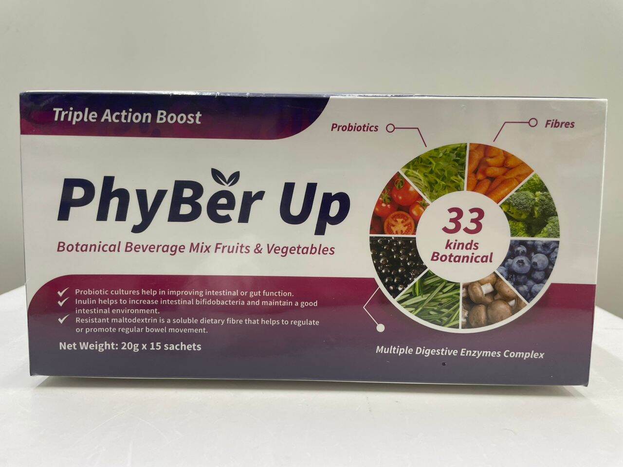Phyber Up Botanical Beverage Mix Fruits&Vegetables 15's EXP 27/7/2025 ...