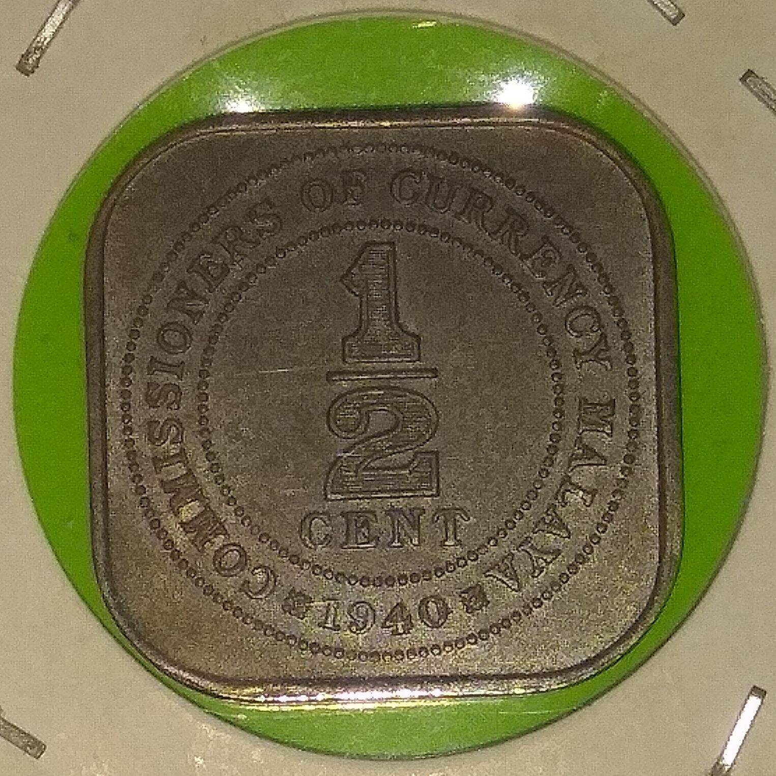 Duit lama 1/2 sen setengah sen half cent bronze gangsa Malaya Tanah ...